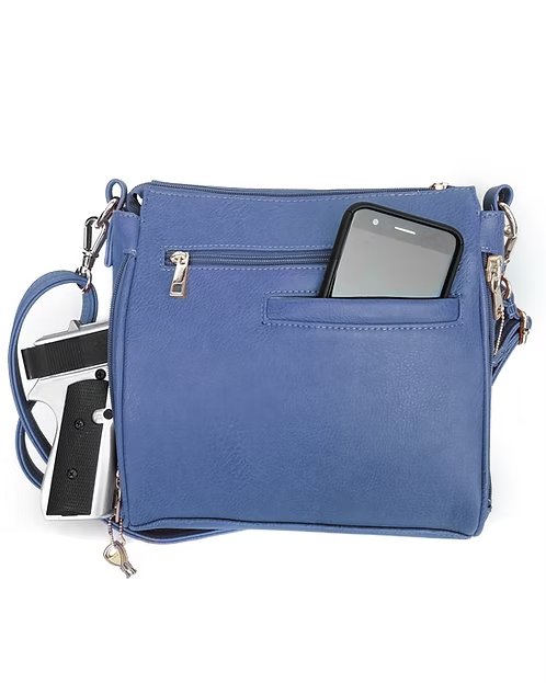 Roma Leather Concealed Carry Gun Purse Concealment Bag Locking Zipper ...