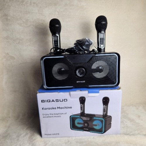 BIGASUO KA215 Karaoke Machine for Adults Kids with 2 UHF Wireless ...