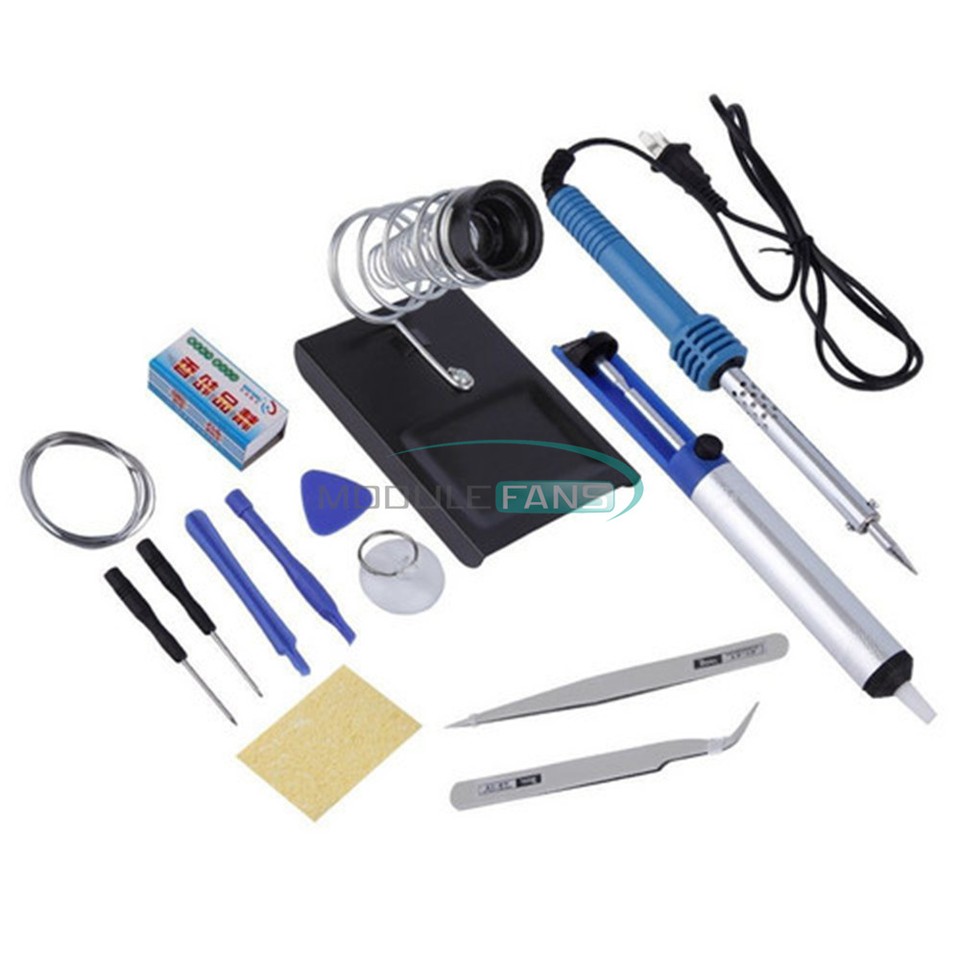14in1 60W 110V Set Iron Stand Desoldering Pump Electric Soldering Tools ...