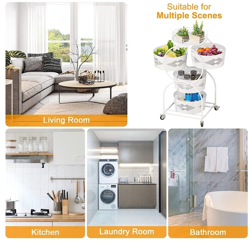 Rotating Storage Rack for Kitchen, 4 Tier Fruit and Vegetable Storage ...