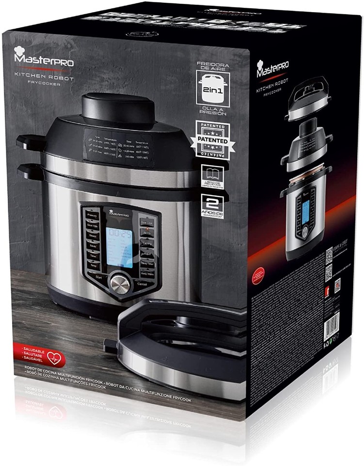 MasterPro Multi Cooker Pressure 6L 12-in-1 Electric 1500W Air Fryer ...
