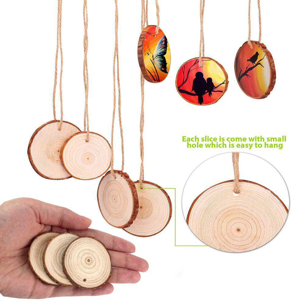 120Pcs Wood Log Slices Discs Round 5-6cm Pyrography Rustic DIY Crafts ...