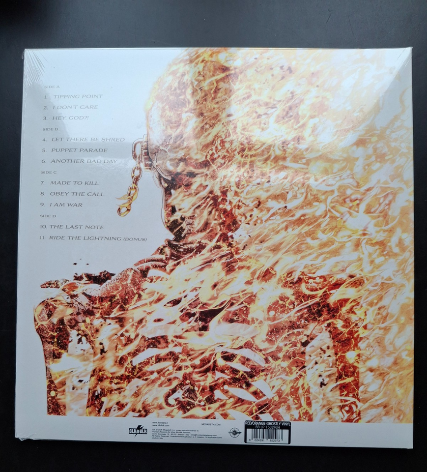 MEGADETH SIGNED FIRESTORM RED ORANGE GHOSTLY DBL VINYL LP & SIGNED ART ...