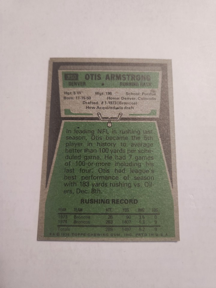 OTIS ARMSTRONG 1975 TOPPS #350 BRONCOS RB | eBay