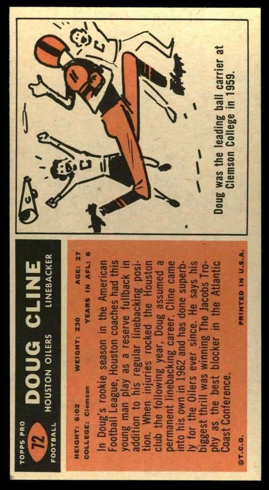 1965 Topps #72 Doug Cline - EX-MT+ | eBay