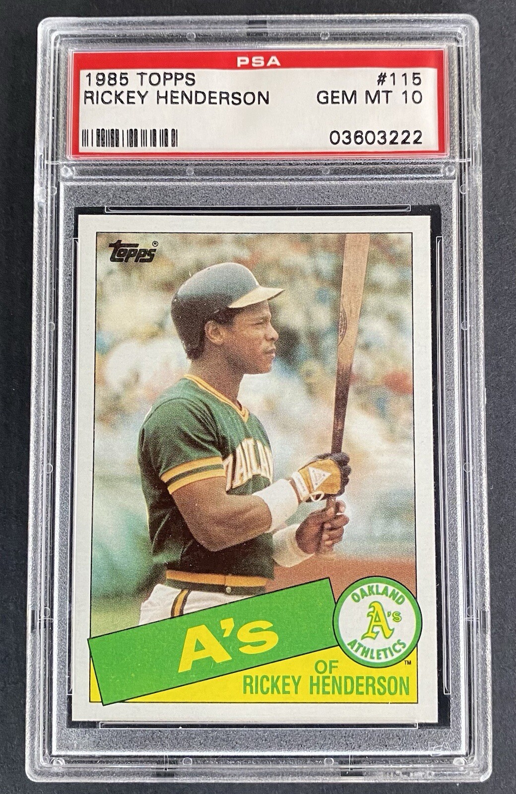 1985 Topps #115 Rickey Henderson Oakland A's HOF PSA 10 GEM MINT!!! | eBay