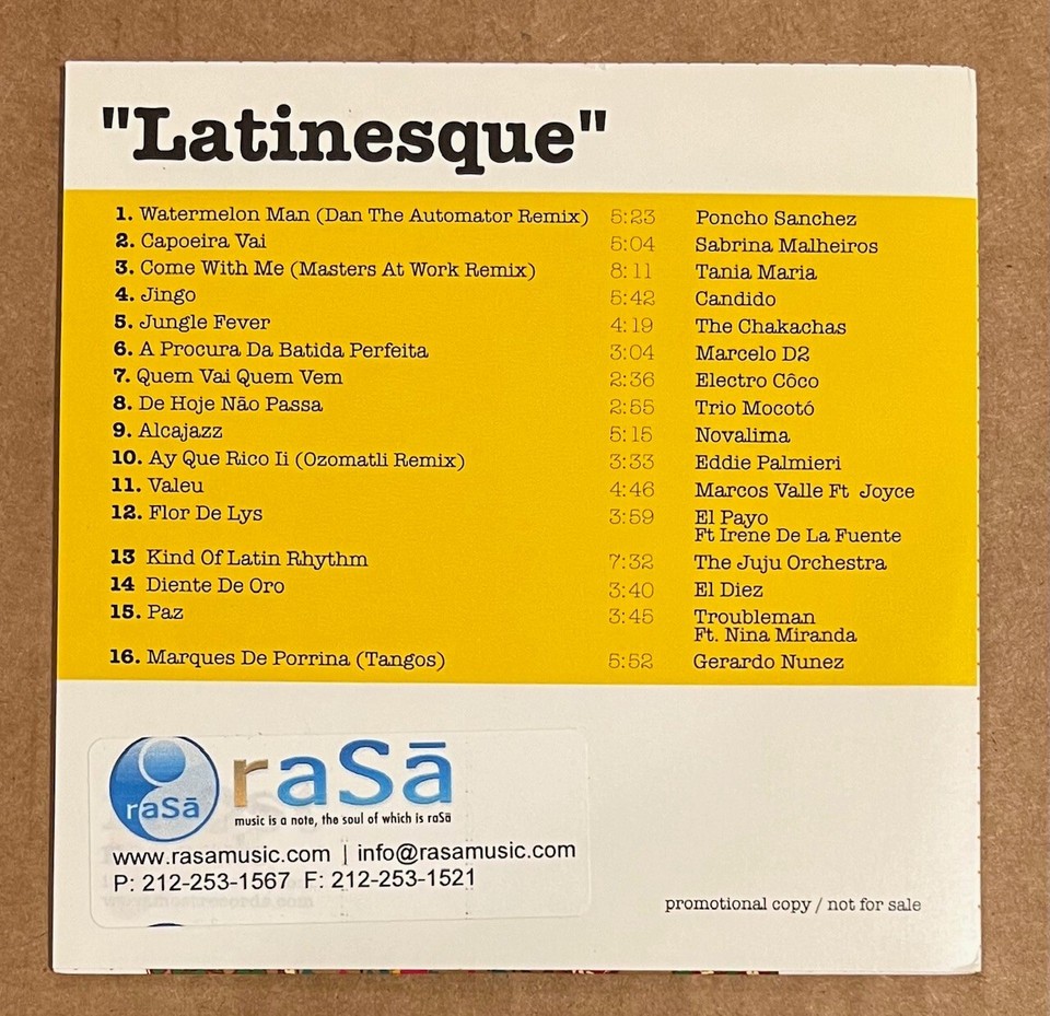 Latinesque RARE promo CD [Poncho Sanchez, Tania Maria, Novalima, Eddie Palmieri] | eBay
