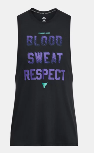 Under Armour Project Rock Men's X-Large Black Tank Blood Sweat Respect ...