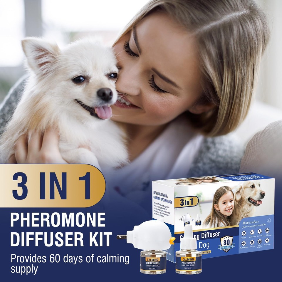 Dog Pheromones Calming Diffuser 3 in 1 Advanced Kit Pet Appeasing ...