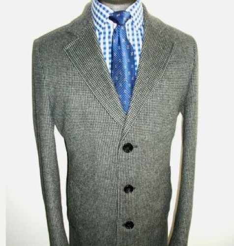 TWEED CHECK CROMBIE OVERCOAT - LARGE GREY - M&S - EXCELLENT | eBay UK