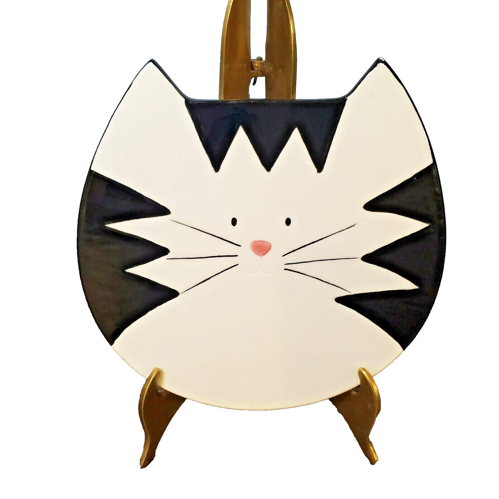 Russ Berrie Cat Trivet Spoon Rest Black White Cork Ceramic READ | eBay