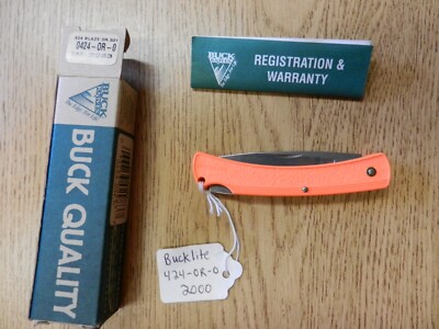 NIB 2000 Buck Bucklite 424-OR-0 Folding lock Back Knife W/ 501 Blade 3 ...