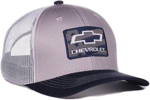 CHEVROLET CHEVY PATCH LOGO GREY WHITE NAVY BLUE MESH TRUCKER SNAPBACK ...