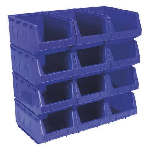 Sealey Plastic Storage Bin 210 x 355 x 165mm, Blue - Pack of 12 TPS412B ...