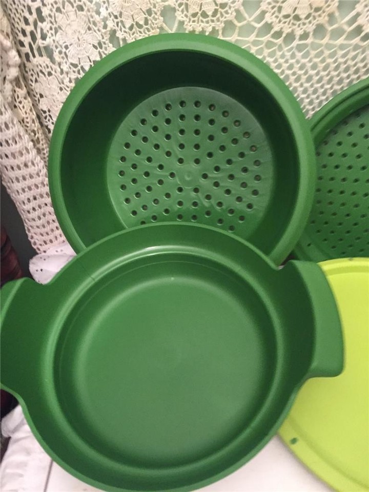 4 Piece TUPPERWARE Microwave Gourmet Steamer Colander Multi Stack Set ...