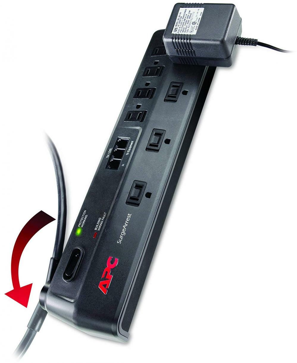 APC 8-Outlet Surge Protector Power Strip with Telephone and DSL 8 ...