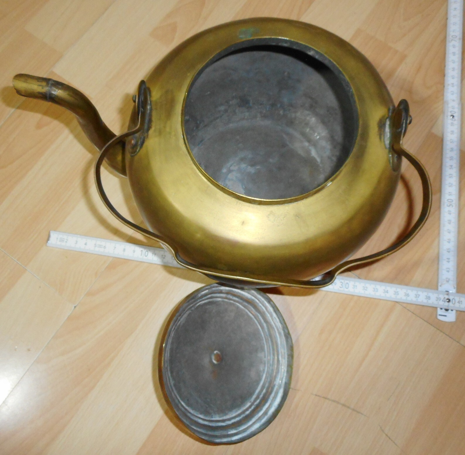 messing kessel henkel wasser topf kaffee tee alt top vintage deko kanne ...