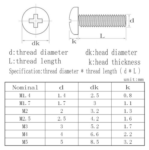 M2~M5 Round head machine screws T818 Precision electronic Cross Screw ...