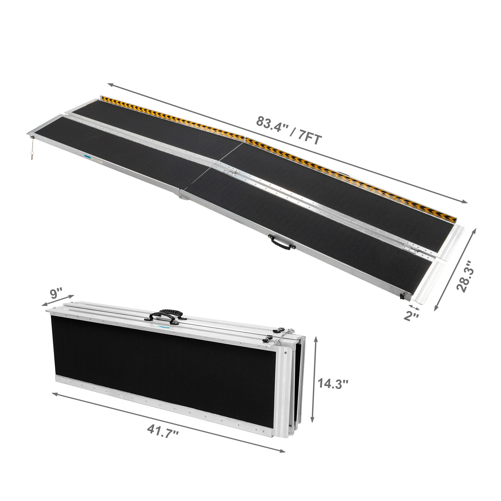 7FT Aluminum Multi-Folding Wheelchair Ramp Briefcase Style Portable ...