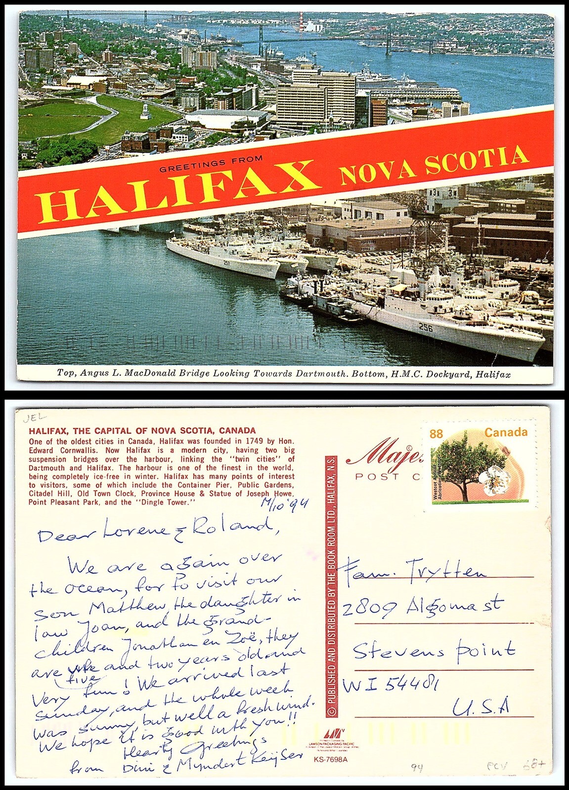 CANADA Postcard - Halifax, Nova Scotia, HMC Dockyard & MacDonald Bridge ...
