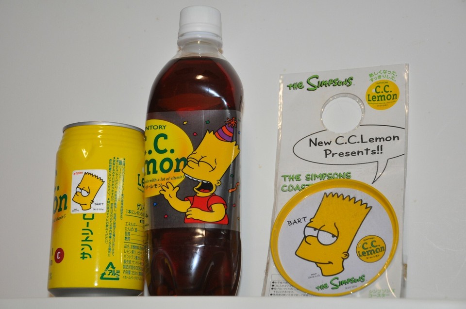 3-BART SIMPSON "C.C.LEMON" COLLECTIBLES":COASTER,CAN & BOTTLE- JAPAN ...