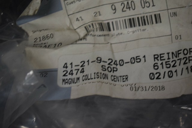 BMW 41219240051 Genuine OEM Quarter Panel REINF Plate for sale online ...