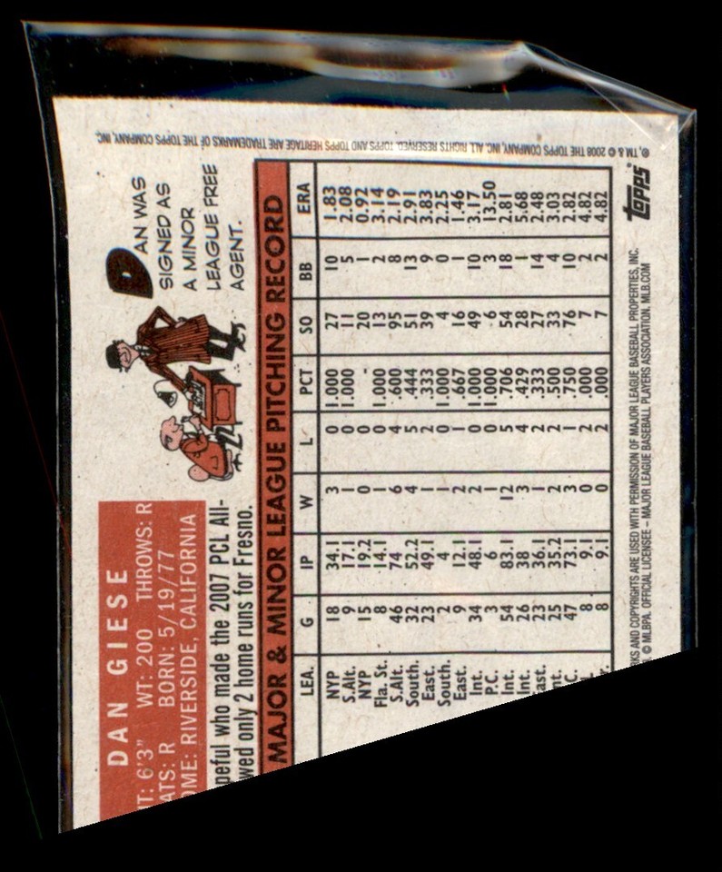 2008 TOPPS HERITAGE DAN GIESE SAN FRANCISCO GIANTS #126 | eBay