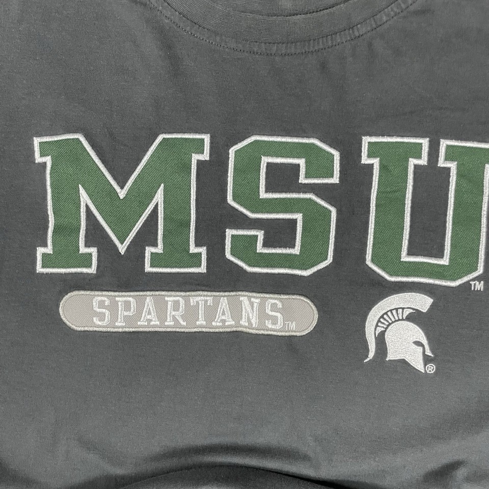 Michigan State Spartans MSU T Shirt Gray College Logo Adult Medium NCAA ...
