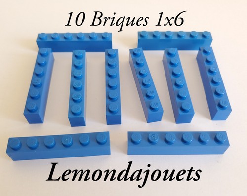 Lot de 10 Briques 1 x 6 Lego 3009 Bleu / Blue - Brick 1x6 / 6x1 Brique ...