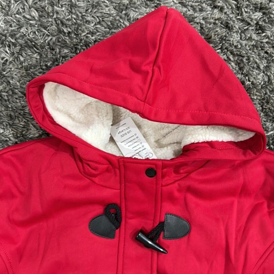 JiangWu Fleece Linned Horn Button Jacket in Red, Size XXL | eBay