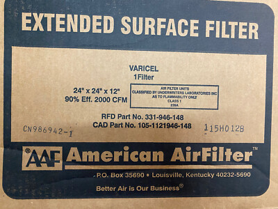 AMERICAN AIR FILTER INTERNATIONAL 311-946-148 Varicel Filter, Pleated ...