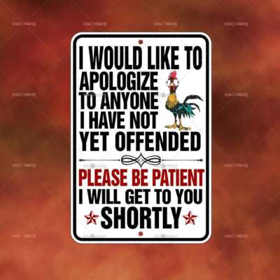 Offended Crazy Chicken metal Sign Home room wall art gift funny decor ...