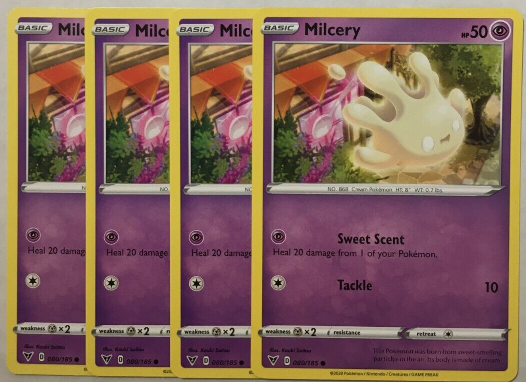 POKEMON 4X MILCERY 080/185 VIVID VOLTAGE COMMON NEAR MINT-PLAYSET | eBay