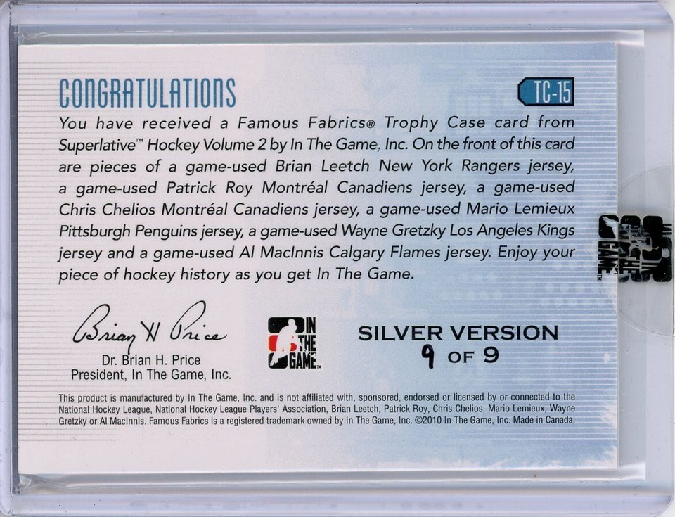 2009-10 ITG Superlative Silver- Ross/ Calder/ Hart/ Vezina/ Smythe ...