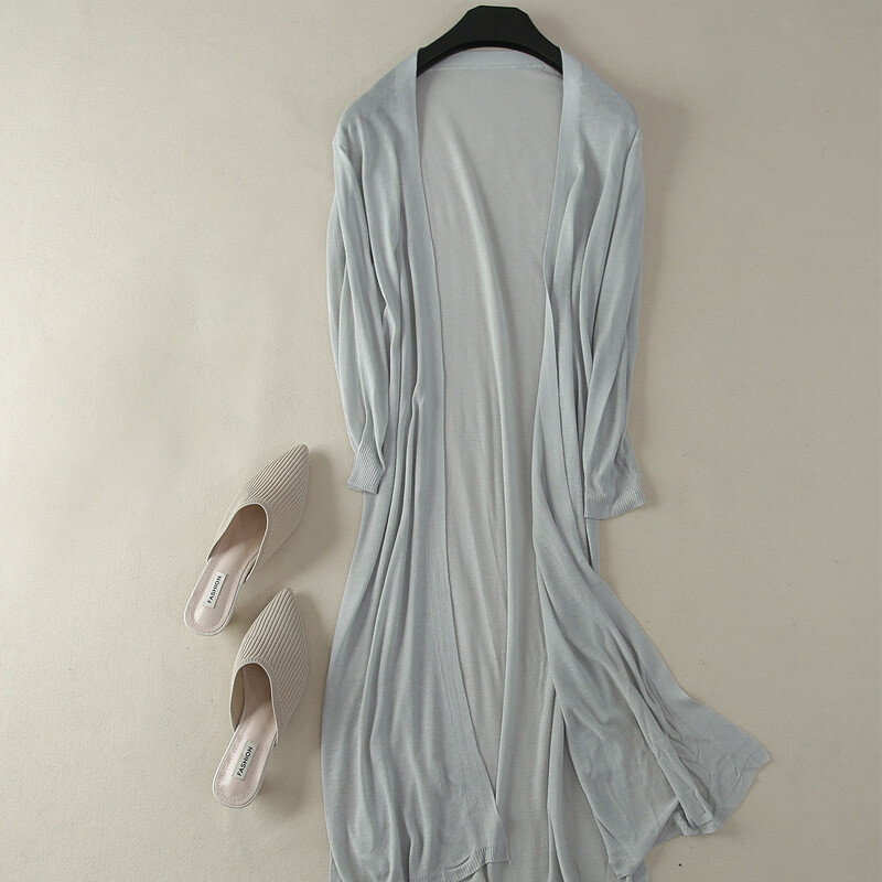 Womens Summer Long Sleeve Cardigan Mesh Sheer Coat Jacket Open Loose ...