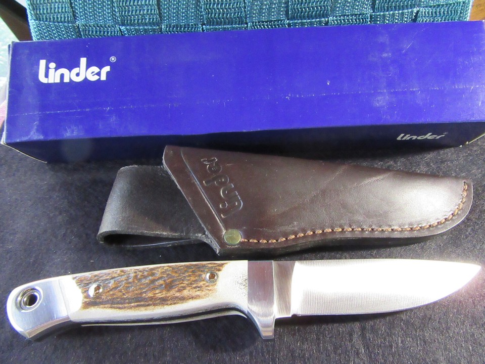 Linder Custom Stag ATS-34 Heavy Duty Hunter, Field Craft Knife. NIB ...