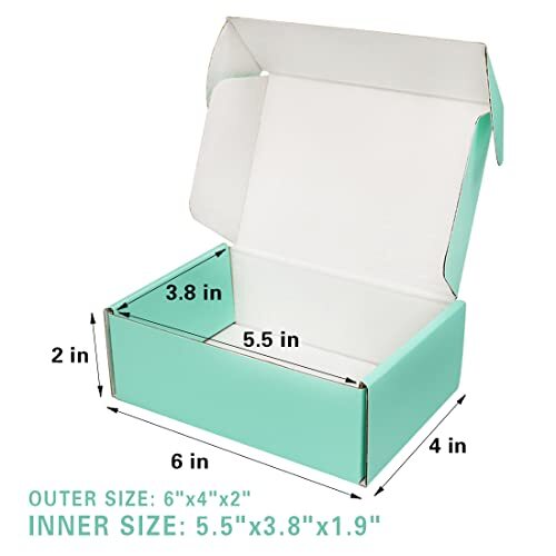 30 Pack 6x4x2 Inch Shipping Boxes for Packaging Teal Sturdy Corrugated ...