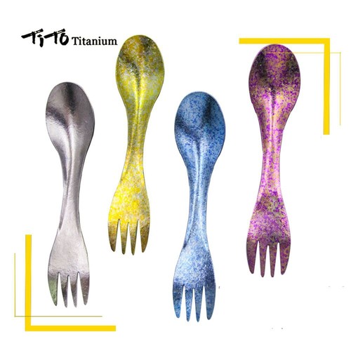 TiTo Titanium Spork Picnic Fork Spoon Camping Traval Outdoor Cookware ...