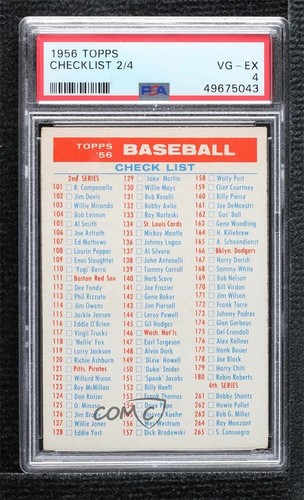 1956 Topps Checklists Checklist Series 2/4 PSA 4 0hj8 | eBay