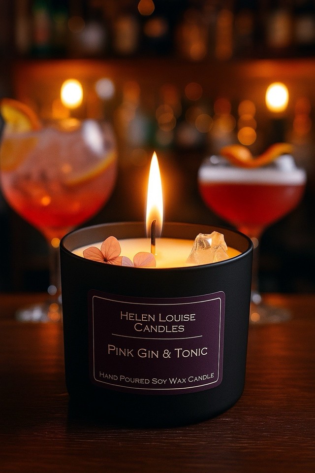 Large Scented Candle Pink Gin & Tonic Soy Wax | eBay UK
