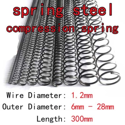 1pcs 300mm Length 1.2mm Wire Dia 6mm-28mm OD Spring Steel Compression ...