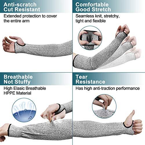 Cut Resistant Arm Work Protection Sleeves Level 5 Arm Guards to Prevent ...