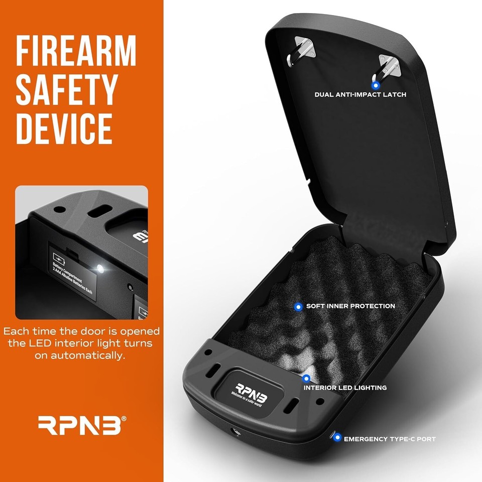 RPNB Gun Safe 🎁 Biometric ⭐️ Gun Safe for Pistol , USB LED Light Safe 🔥 ...