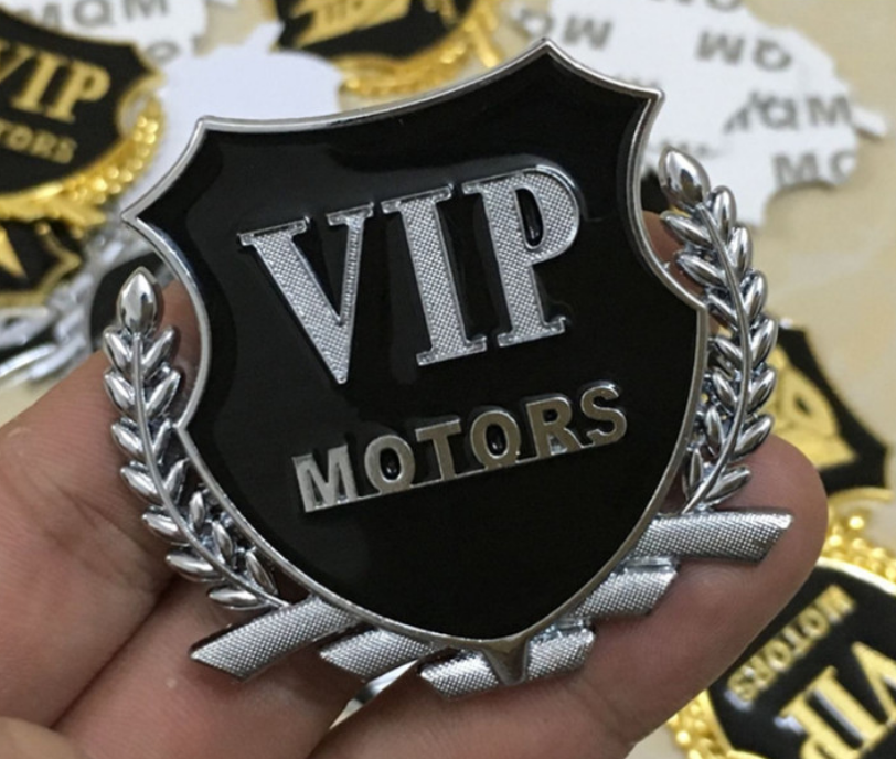 2pcs Metal VIP MOTORS Luxury Car Trunk Side Emblems Decal Sticker ...