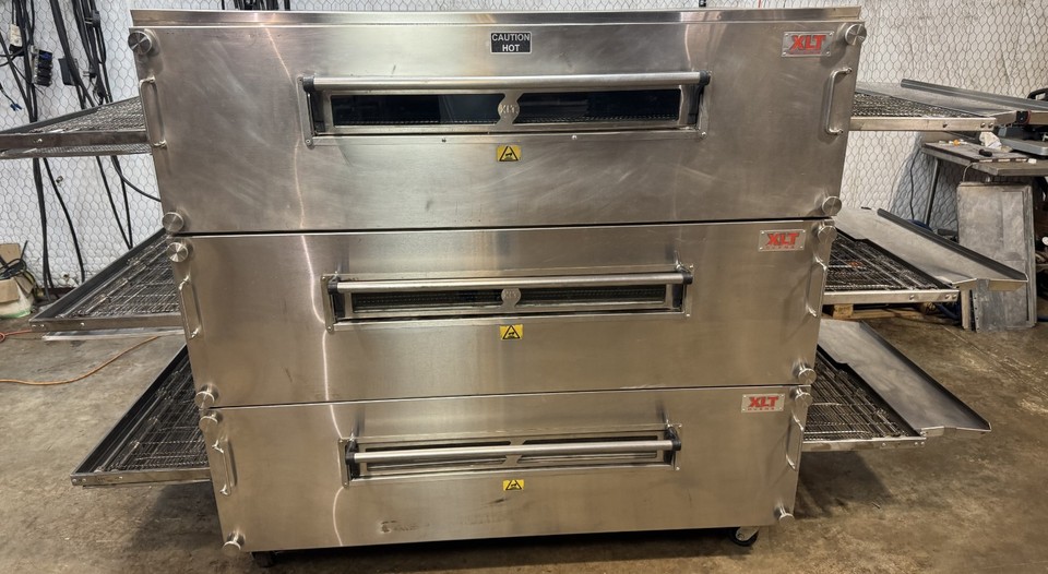 XLT 3870 Nat Gas Triple Stack Pizza Conveyor Ovens** Video Demo** W ...