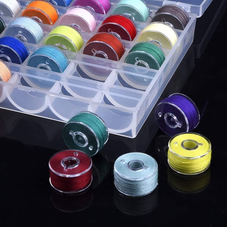 4 Pack 25 Slots Empty Bobbin Spool Box Plastic Storage Case for Sewing ...