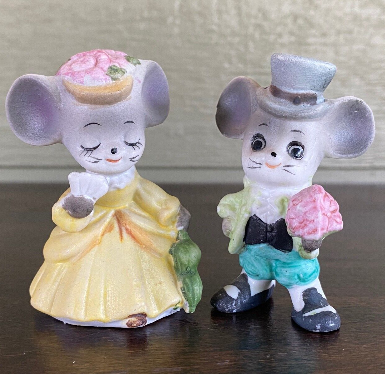 Set of 2 Vintage Mouse Figurines Porcelain Colonial Theme Boy Girl | eBay