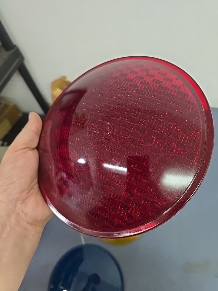 Vtg Blue Red Yellow Kopp Glass Econolite Traffic Signal Lens 8 3/8" TL ...