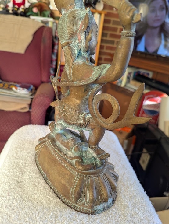 Vintage Bronze Hindu Goddess Statue-12 1/4"-Multi-Armed Deity With ...