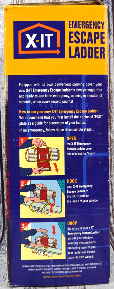 X-IT 2 Story Emergency Fire Escape Ladder Home Safety Compact Reusable ...